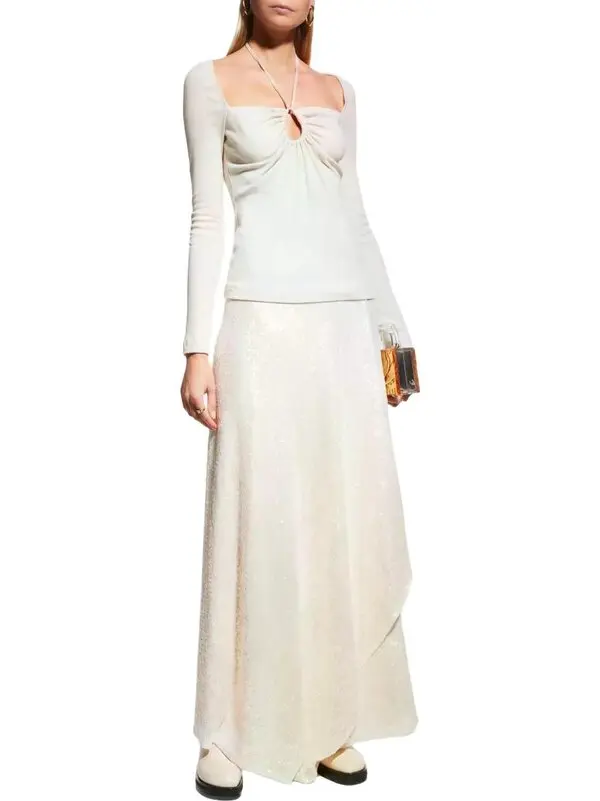 Rosetta Getty Ruched Drawstring Cutout Top - Neutrals