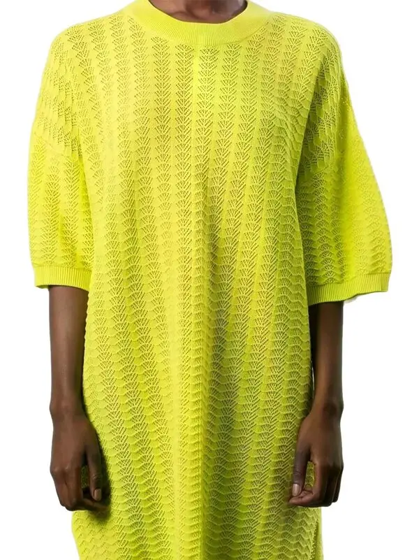 MR MITTENS Bella Lace-knit T-shirt Mini Dress - Yellow