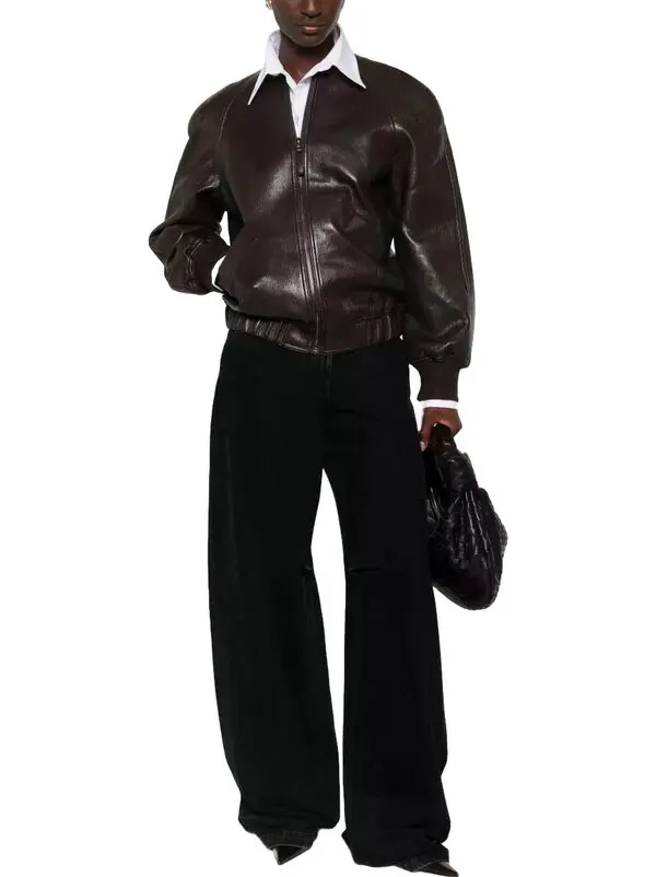 THE FRANKIE SHOP Alena Faux-leather Bomber Jacket - Brown