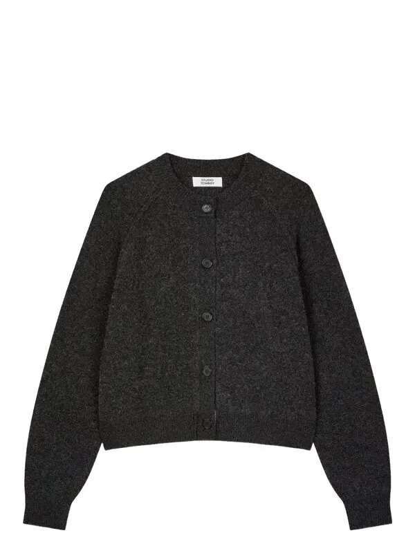 STUDIO TOMBOY Raglan-sleeve Button-up Cardigan - Grey