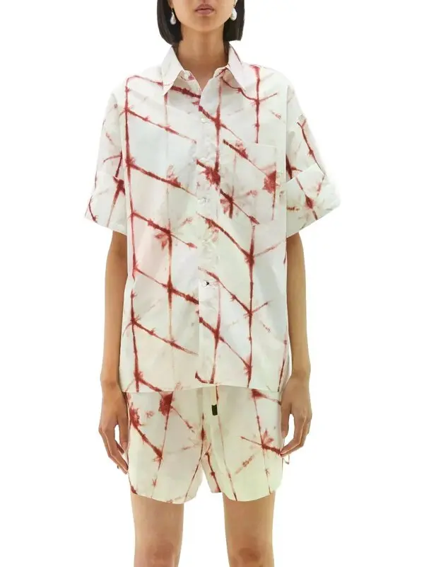 Bassike Printed Boxy Shirt - White