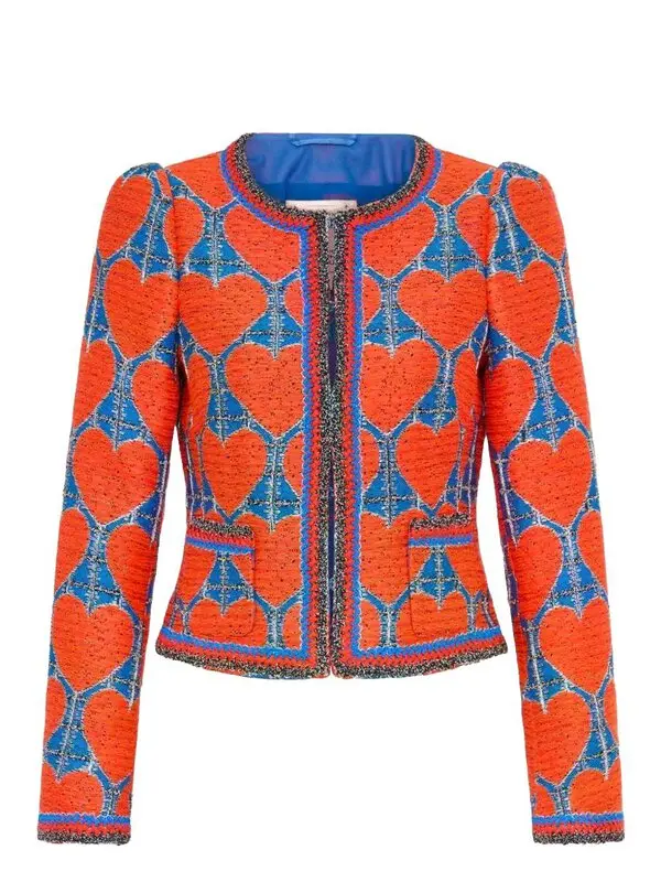MAISON COMMON Heart-print Bouclé Jacket - Red