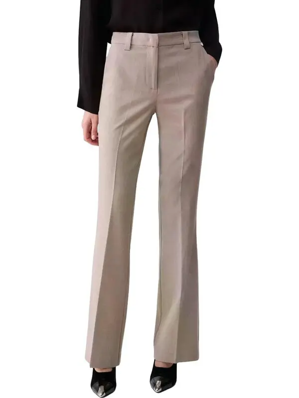 Liu Jo Fit & Flare Trousers In Mélange Fabric - Neutrals