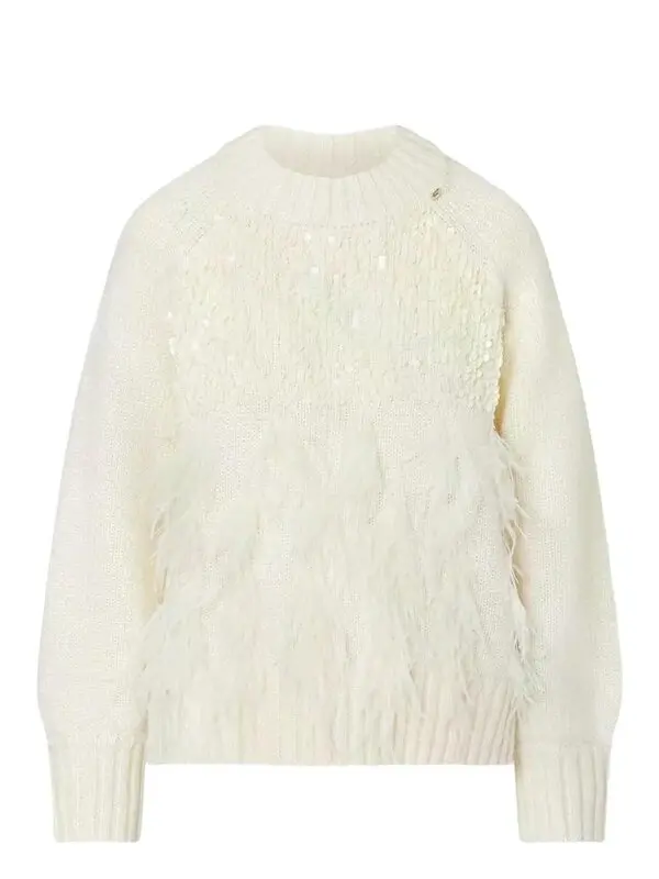 Liu Jo Sweater With Feathers And Sequins - Neutrals