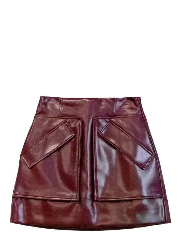AKNVAS Cherry High-shine Cargo Mini Skirt - Red