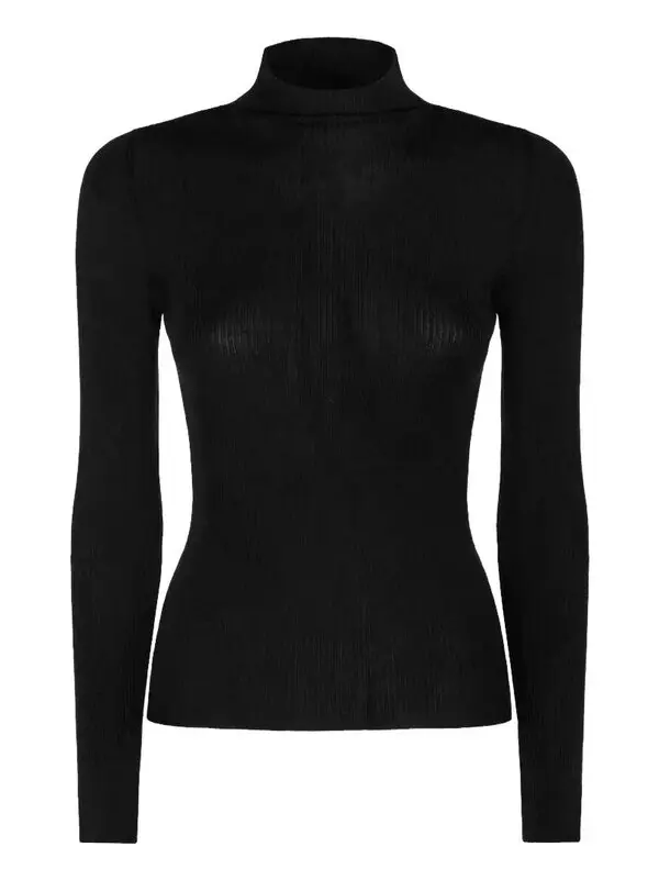 TWINSET Ribbed-knit Roll-neck Sweater - Black