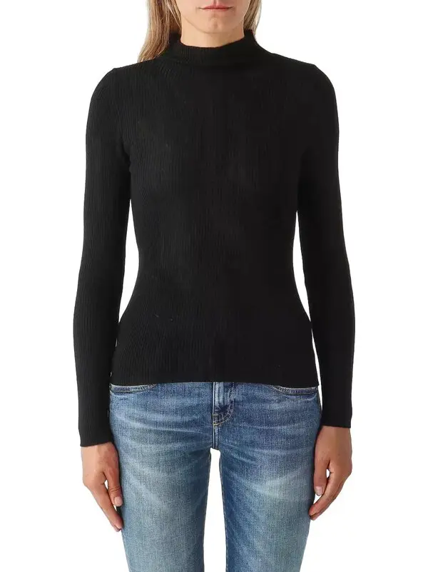 TWINSET Ribbed-knit Roll-neck Sweater - Black
