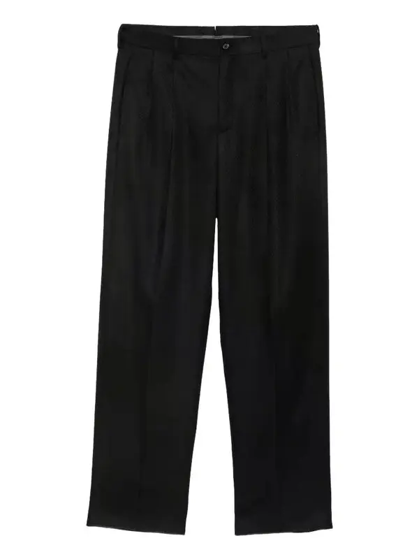 Emporio Armani Pleated Diagonal-stripe Trousers - Black
