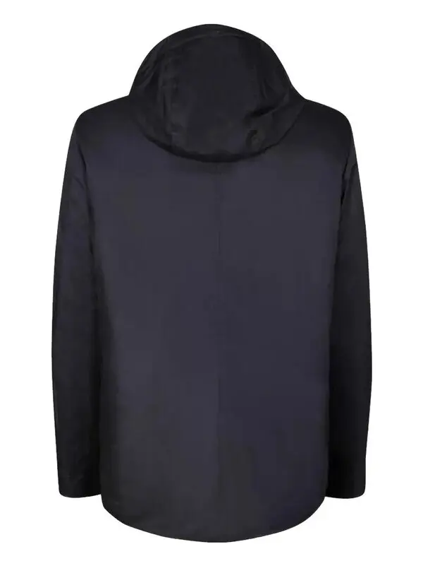 MOORER Hooded Concealed-fastening Jacket - Blue