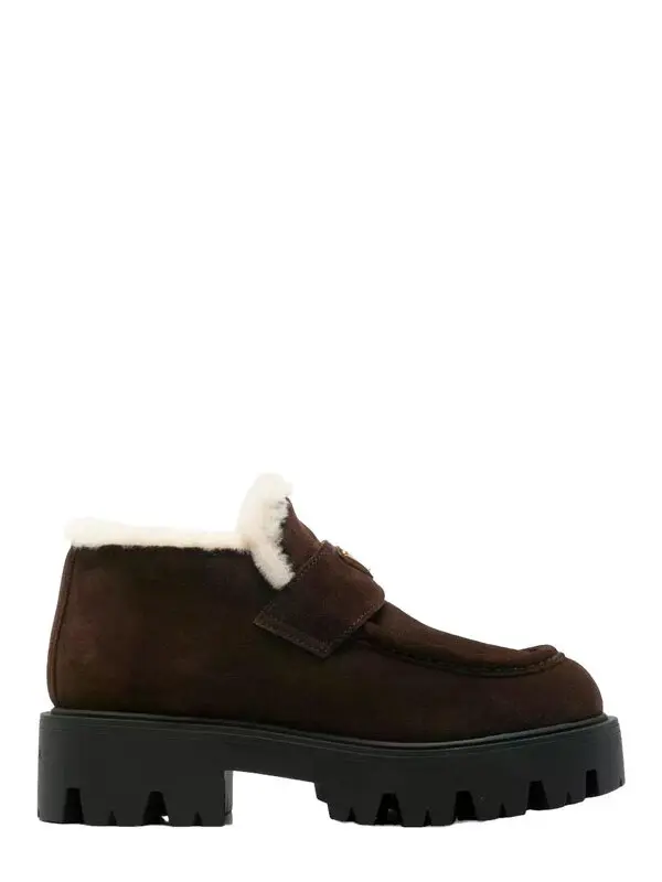Prada Stride Shearling-trim Ankle Boots - Brown