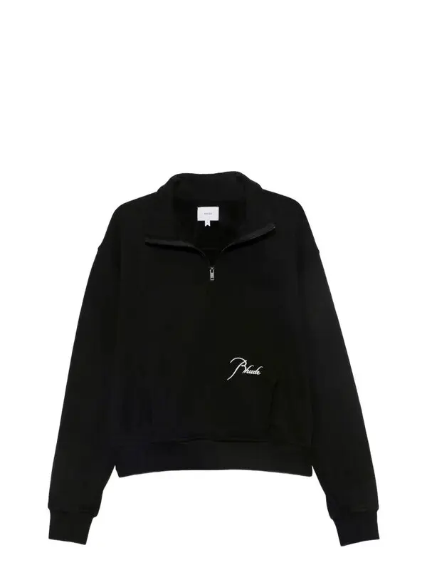 Rhude Logo-embroidered Quarter-zip Sweatshirt - Black