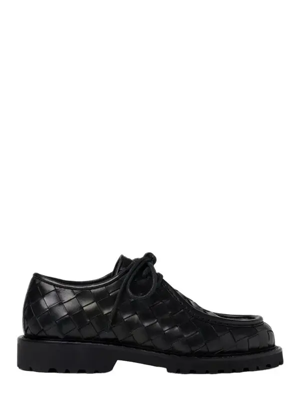 SCAROSSO Damiana Woven Leather Derby Shoes - Black