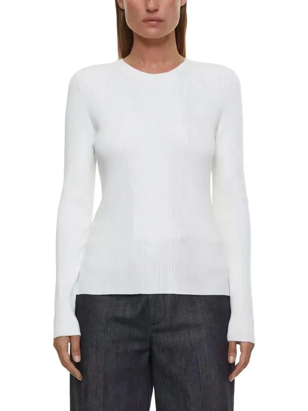 Closed Ribbed Long-sleeve Jumper - White