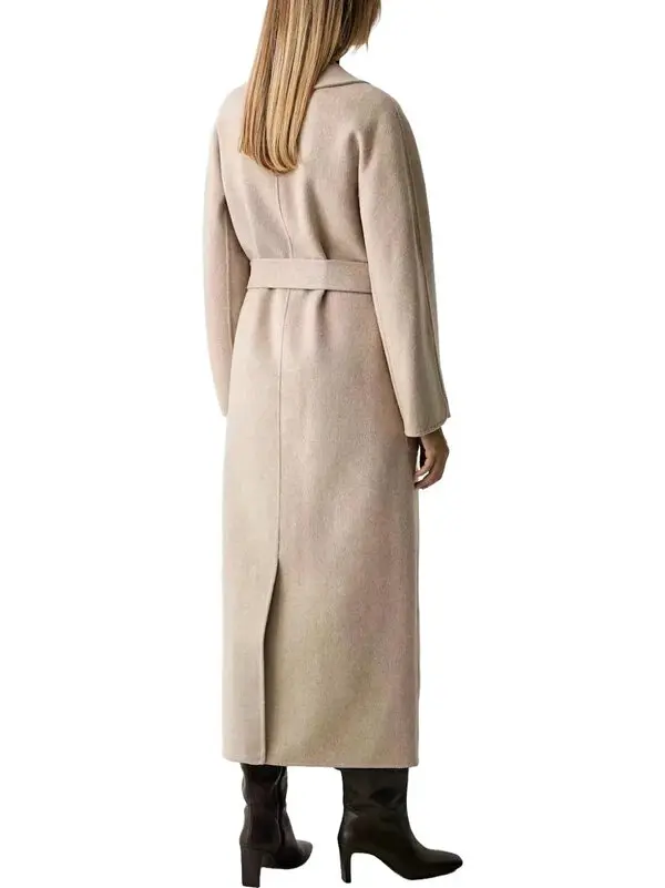 VICOLO Belted Shawl-collar Coat - Neutrals