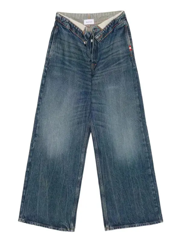 AMISH SUPPLIES Fold-over Wide-leg Jeans - Blue