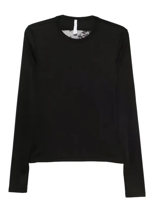 Imperial Lace-panel Long-sleeve T-shirt - Black