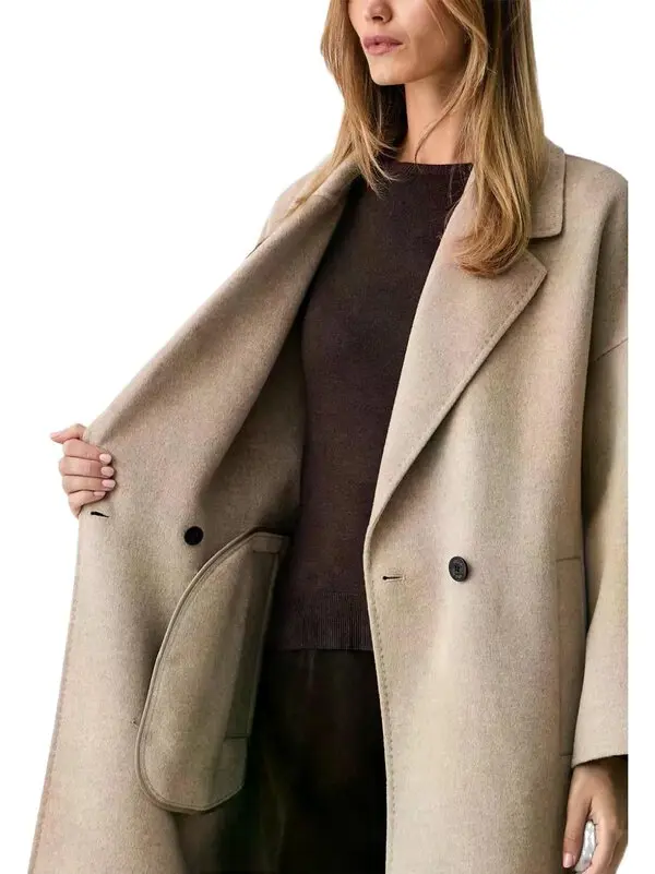 VICOLO Double-breasted Notched-lapel Coat - Neutrals