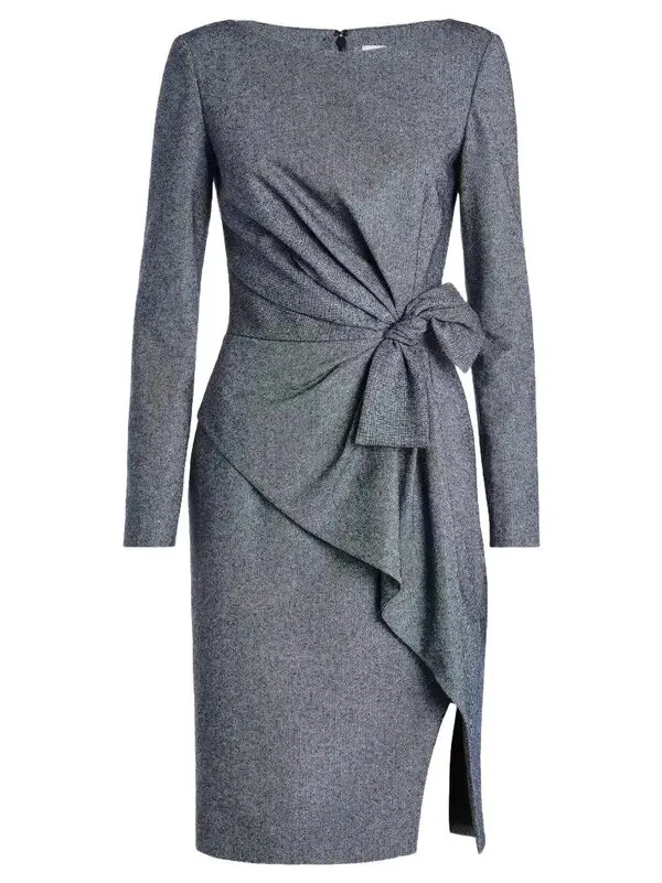 GENNY Bow-detail Long-sleeve Mini Dress - Blue