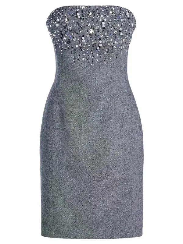 GENNY Crystal-embellished Strapless Mini Dress - Blue