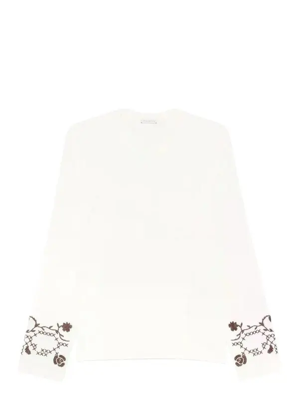 Moncler Embroidered Long-sleeve T-shirt - Neutrals