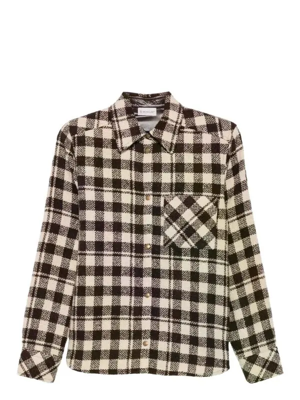 Moncler Check-print Chest-pocket Shirt - Brown