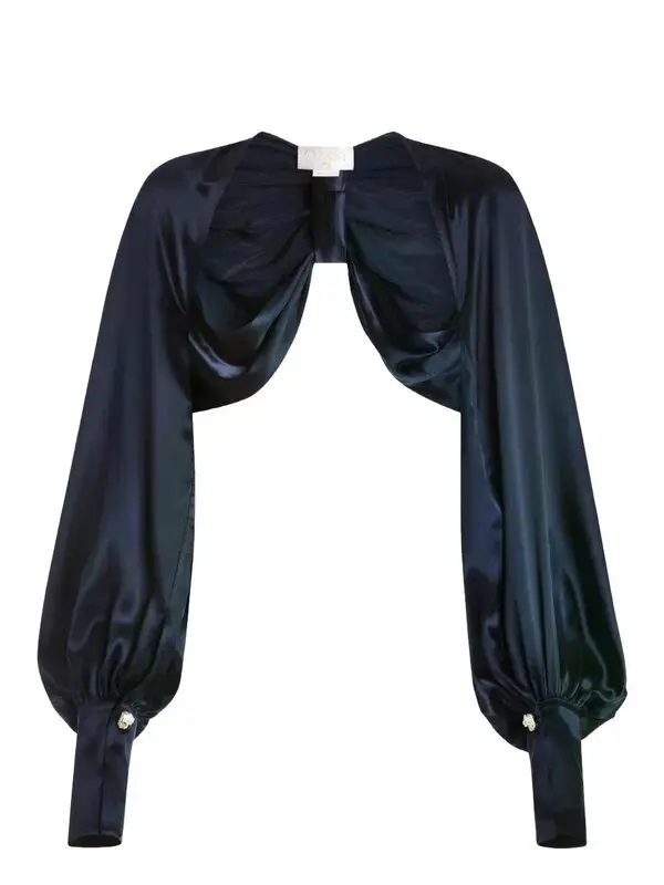 GENNY Satin-finish Draped-back Jacket - Blue