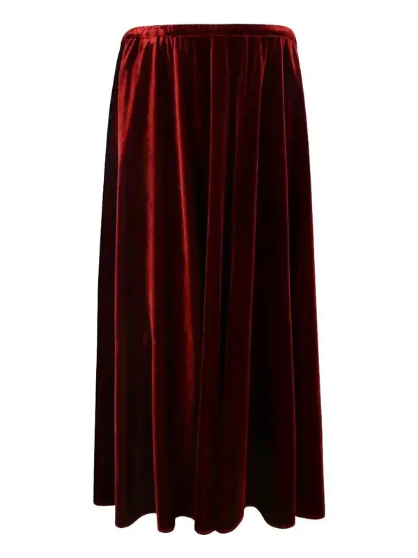 Alberta Ferretti Velvet Pleated Maxi Skirt - Red