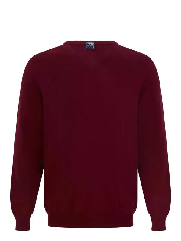 Fedeli V-neck Cashmere Sweater - Red