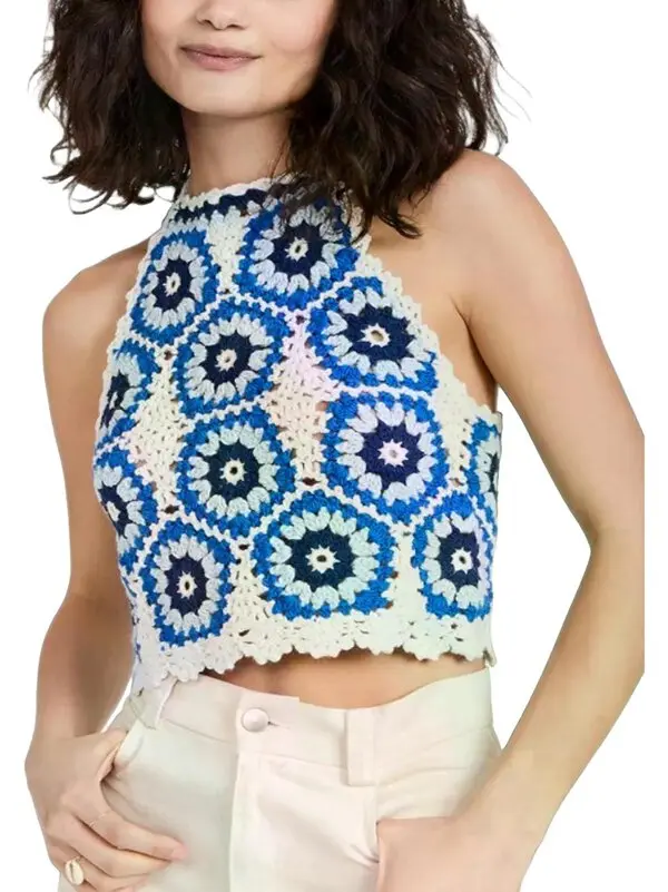 Sea Crochet Tank Top - Blue
