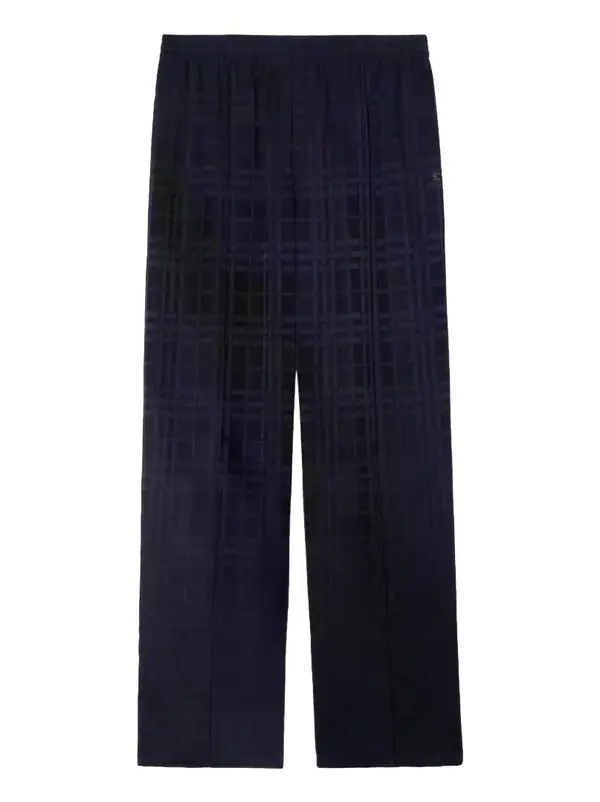 Burberry Check Silk Trousers - Blue