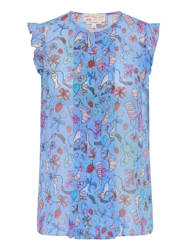 MAISON COMMON Perfume-print Silk Blouse - Blue