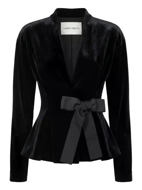 Alberta Ferretti Bow-detail Peplum Jacket - Black