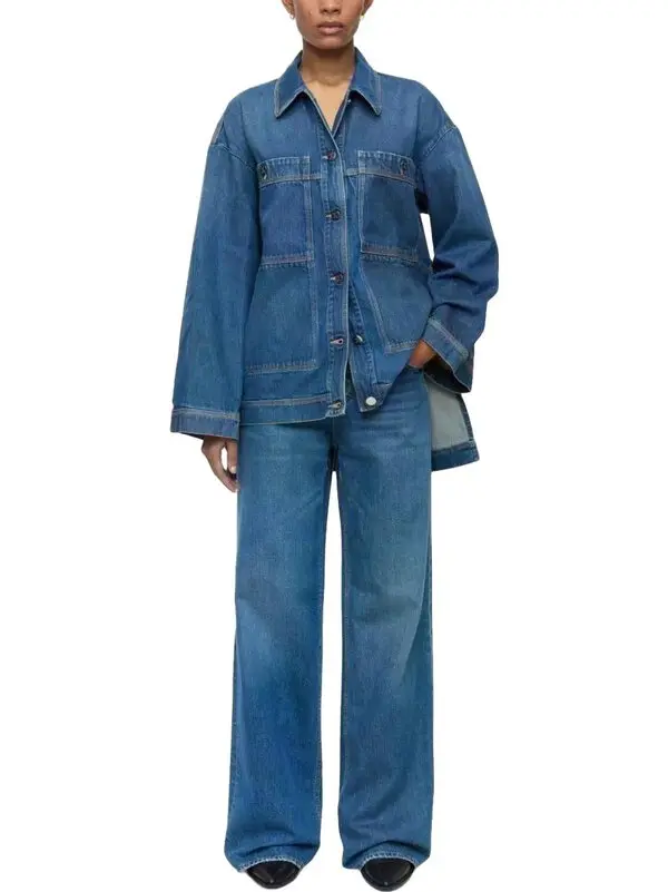 Closed Side-tie Denim Shirt - Blue