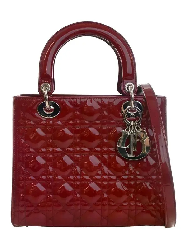 Dior 2011 Medium Patent Cannage Lady Satchel - Red