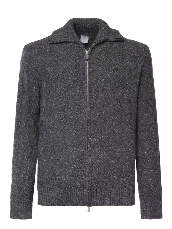 Eleventy Cable-knit Zip-up Sweater - Grey