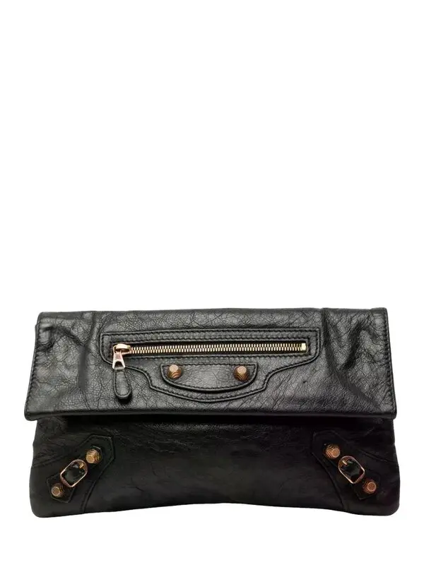 Balenciaga 2012 Lambskin Motocross Giant 12 Envelope Clutch Bag - Black