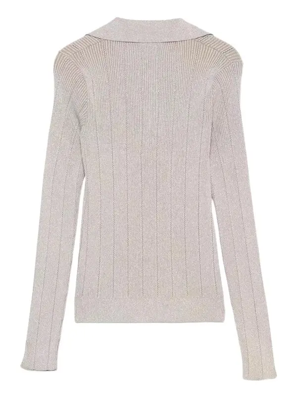 ROBERTO COLLINA Ribbed Metallic-thread Top - Neutrals