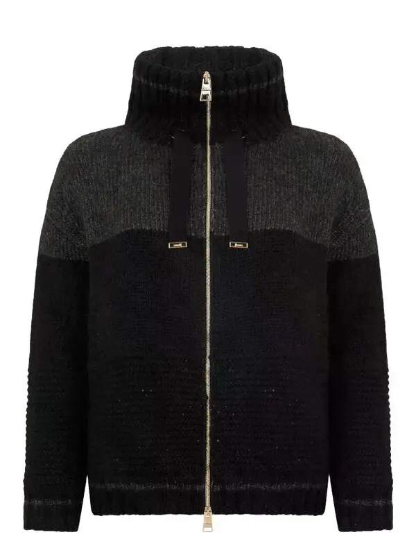 Herno Sequin-embellished Funnel-neck Cardigan - Black