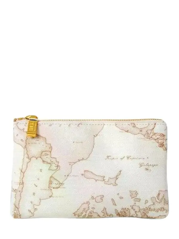 ALVIERO MARTINI 1° CLASSE Medium Geo White World Map Clutch Bag - Neutrals