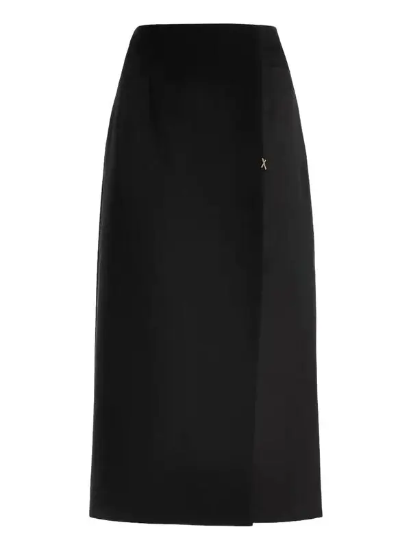 GENNY Wrap-style Logo-plaque Midi Skirt - Black