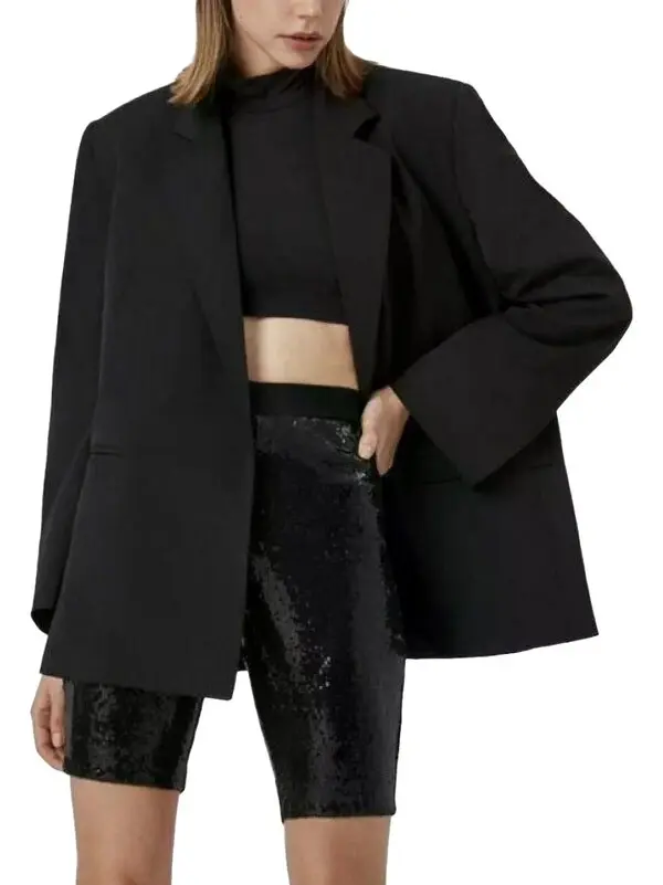 IN THE MOOD FOR LOVE Lycia Pinstripe Blazer - Black