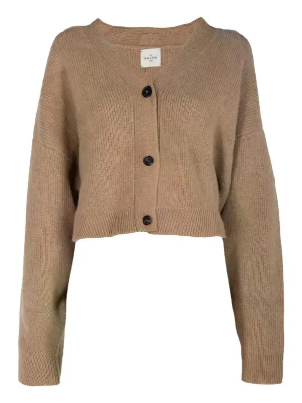 Le Kasha Derios Ribbed-knit V-neck Cardigan - Neutrals
