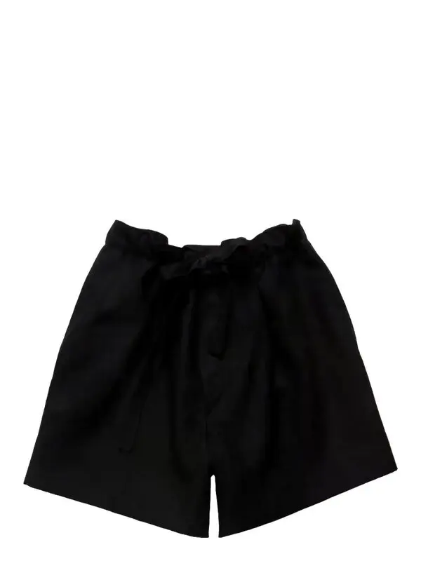 STOFFA Drawstring Pleated Shorts - Black