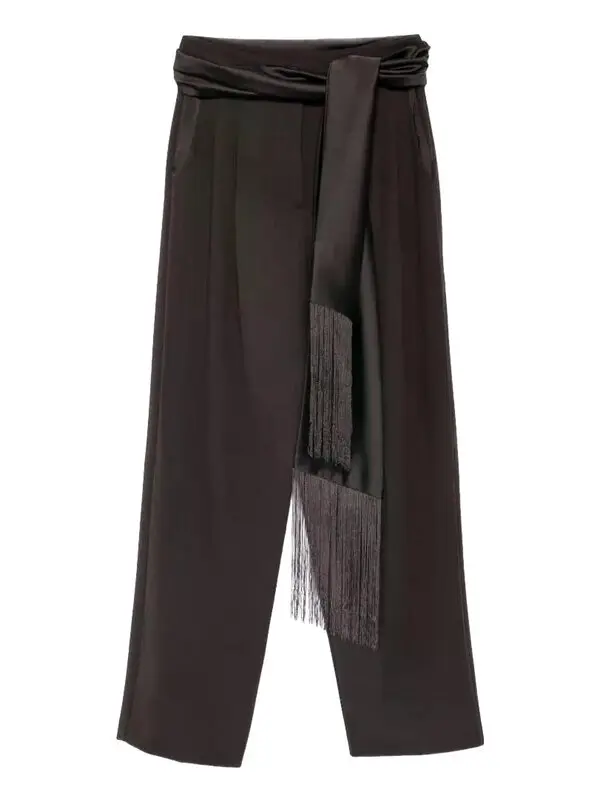 Imperial Fringe-trim Belted Trousers - Brown