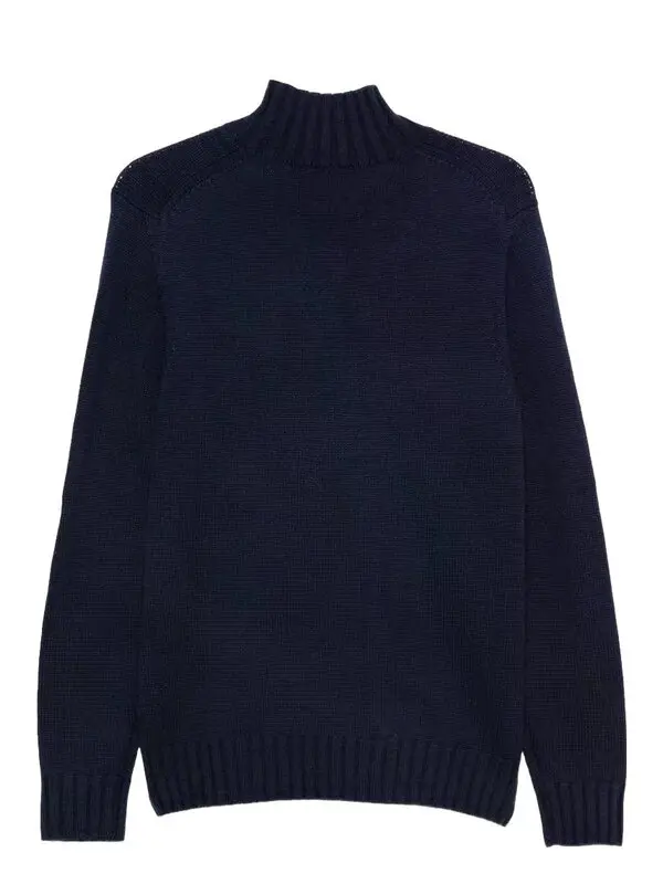 BALLANTYNE Ribbed-knit High-neck Sweater - Blue