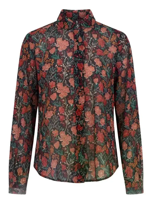R13 Shrunken Floral-print Ruffled Shirt - Black