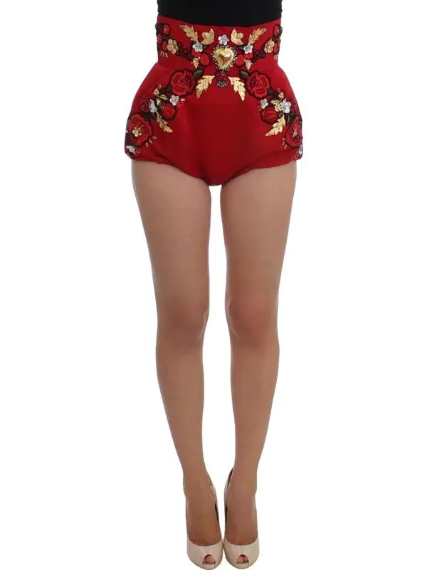 Dolce & Gabbana Crystal-embellished Shorts - Red