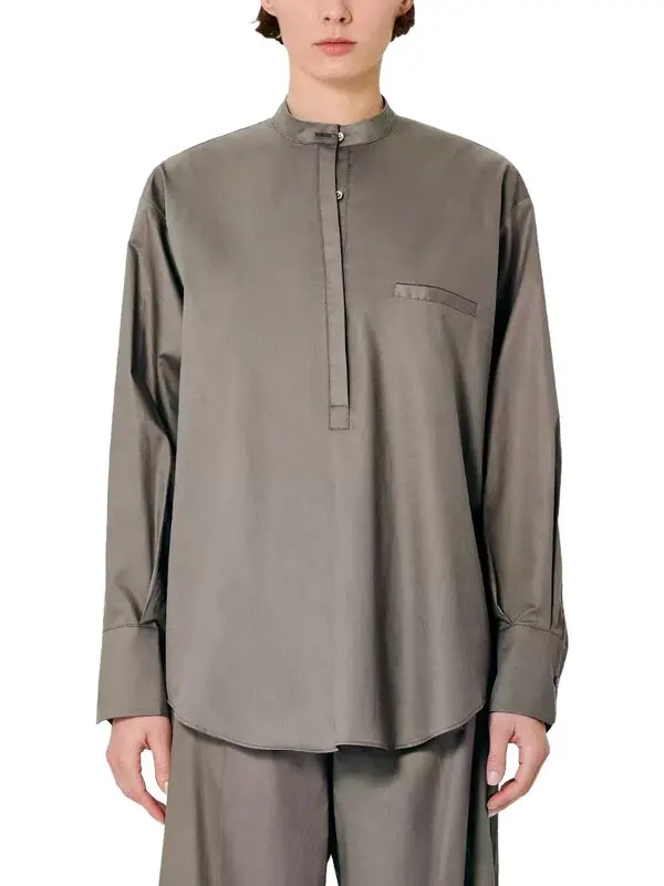 SA SU PHI Balloon Chest-pocket Blouse - Grey