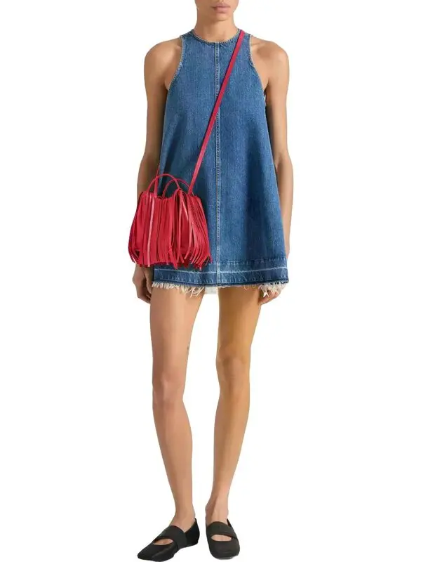 Givenchy Nano Facet Tote Bag In Leather With Fringes - Red