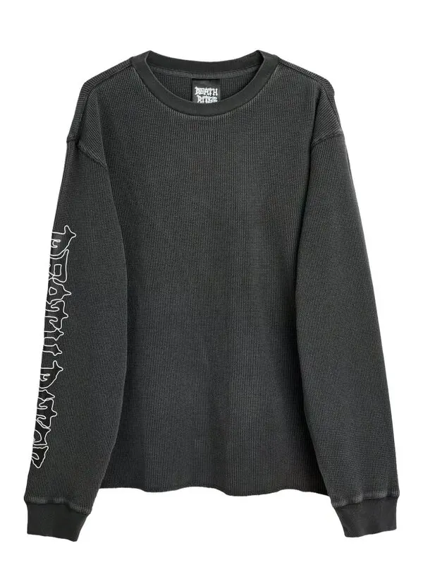 DEATH RITES Waffle-knit Logo-print T-shirt - Black